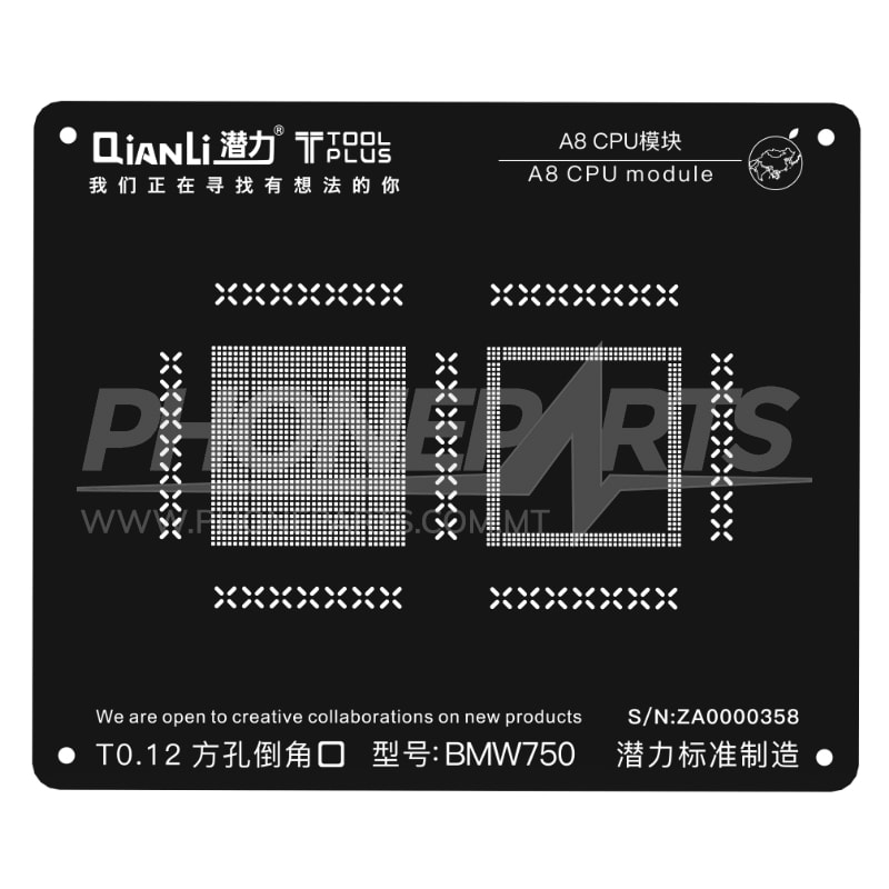 QianLi 2D Black STENCIL FOR IPHONE CPU A7-A8-A9-A10-A11 - Phoneparts