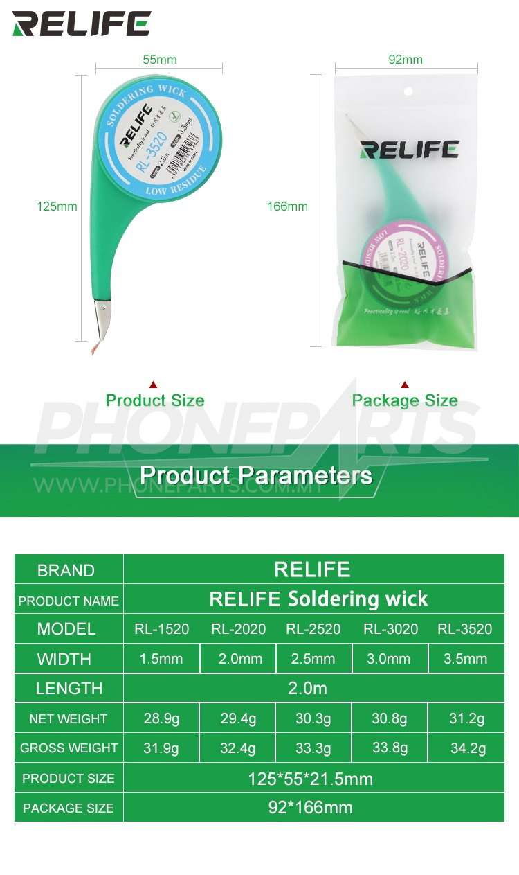 RELIFE SOLDERING WICK WITH STEEL MOUTH - Phoneparts