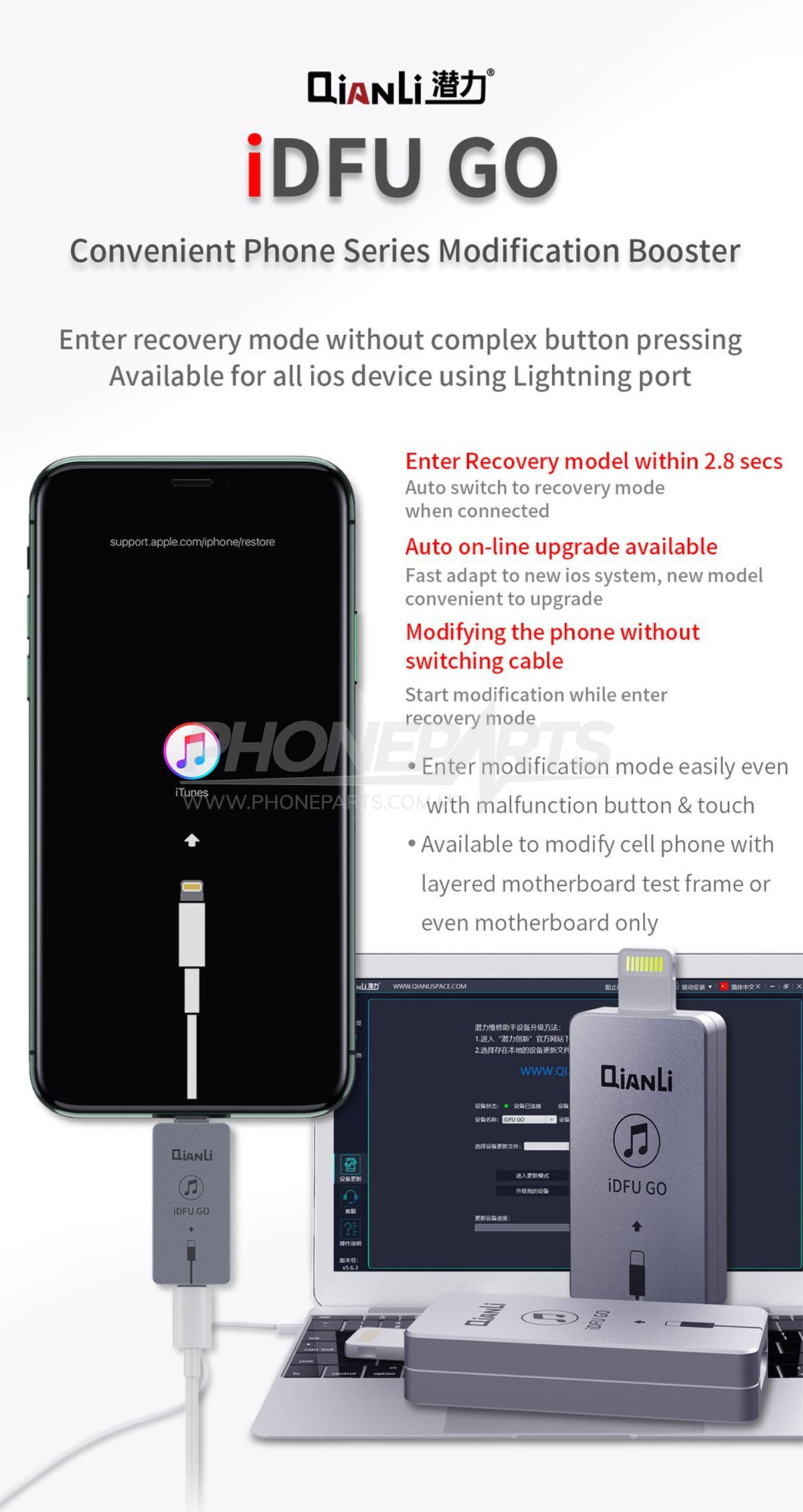 QianLi iDFU Go 2nd Version (V2) iPhone-IPAD Recovery Booster - Phoneparts