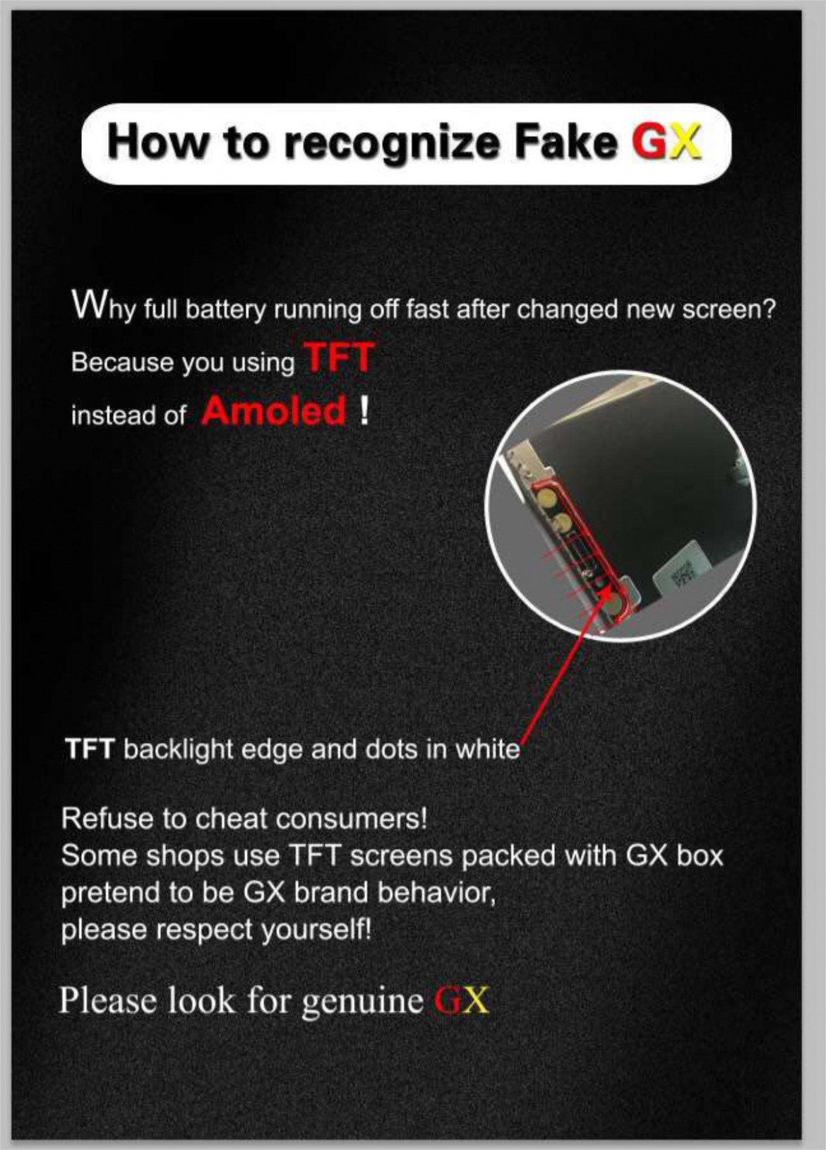 How to recognize if the GX displays you buy are truly original - Phoneparts