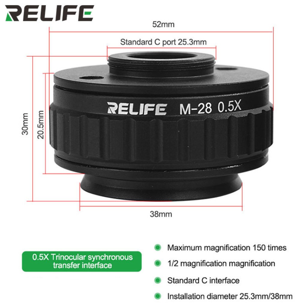RELIFE M-28 TRINOCULAR MICROSCOPE CTV ADAPTER (0.5X) - Phoneparts