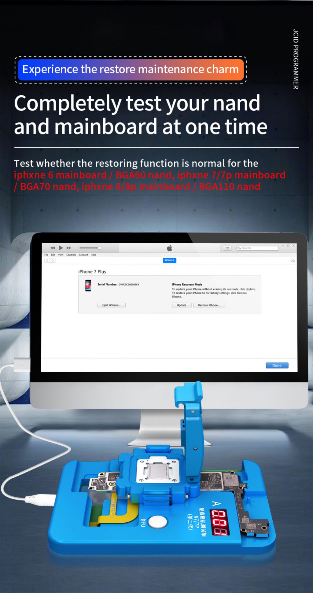 JC PROGRAMMER N6 NAND RESTORING/TESTING FOR IPHONE 6 (BGA60) 2ND GEN ...