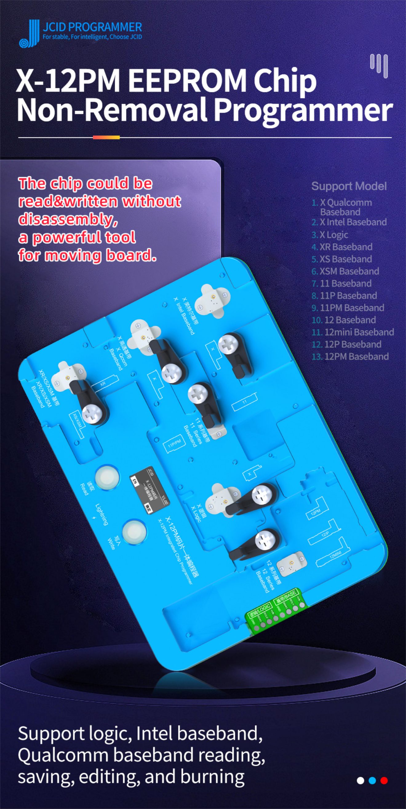 JC X-12PM EEPROM CHIP NON-REMOVAL PROGRAMMER - Phoneparts