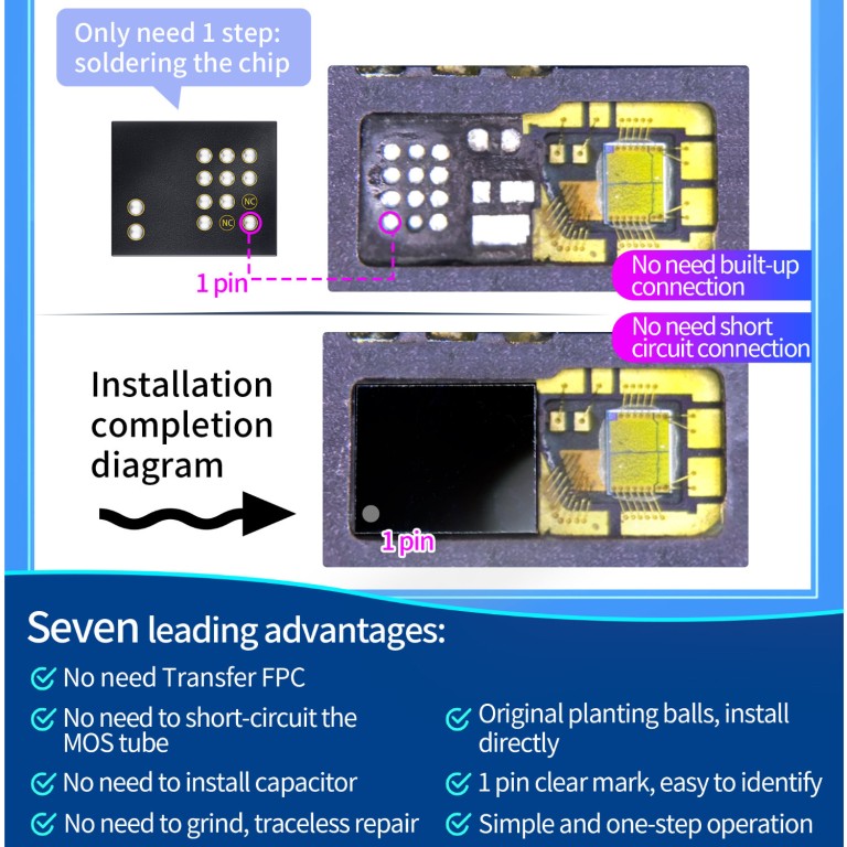 JCID FACE ID CHIP IC FOR IPHONE X TO 12 PRO MAX/IPAD 3/4 PRO (UNIVERSAL) - Phoneparts