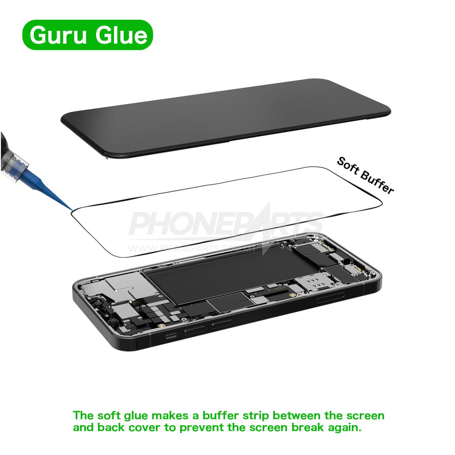 2UUL GURU GLUE SOFT BUFFER ADHESIVE FOR PHONE REPAIR 30ML - Phoneparts