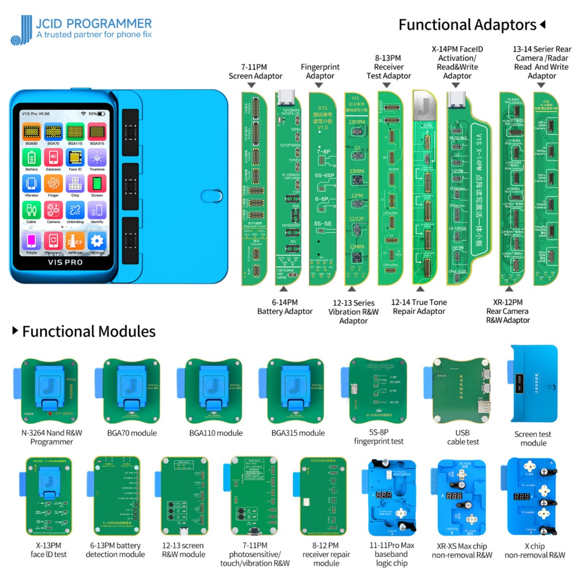 JCID PROGRAMMER V1S PRO (THE STRONGEST PROGRAMMER OF JCID) - Phoneparts