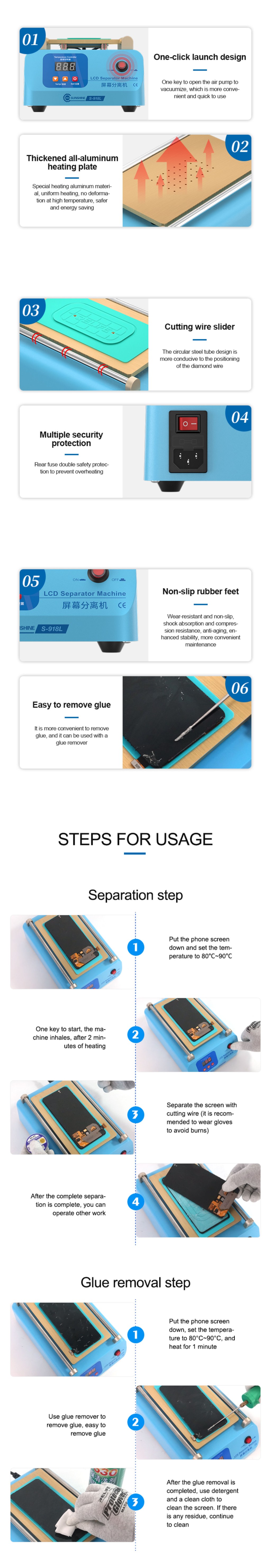 SUNSHINE S-918L HEATING SCREEN SEPARATOR PLATFORM - Phoneparts