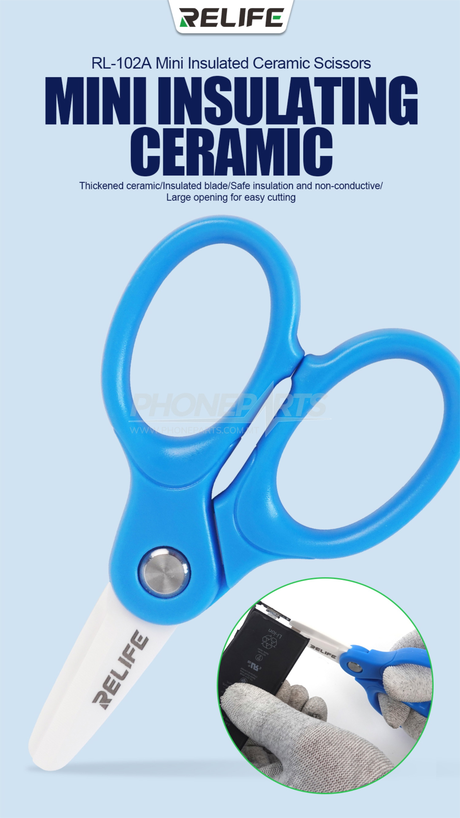 RELIFE RL-102A MINI INSULATED CERAMIC SCISSORS - Phoneparts