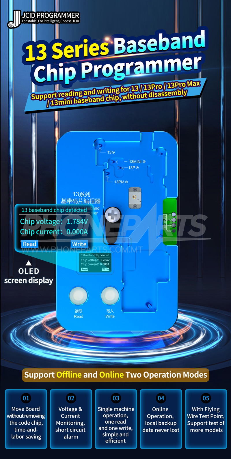 JCID baseband chip programmer iPhone 13 series - Phoneparts