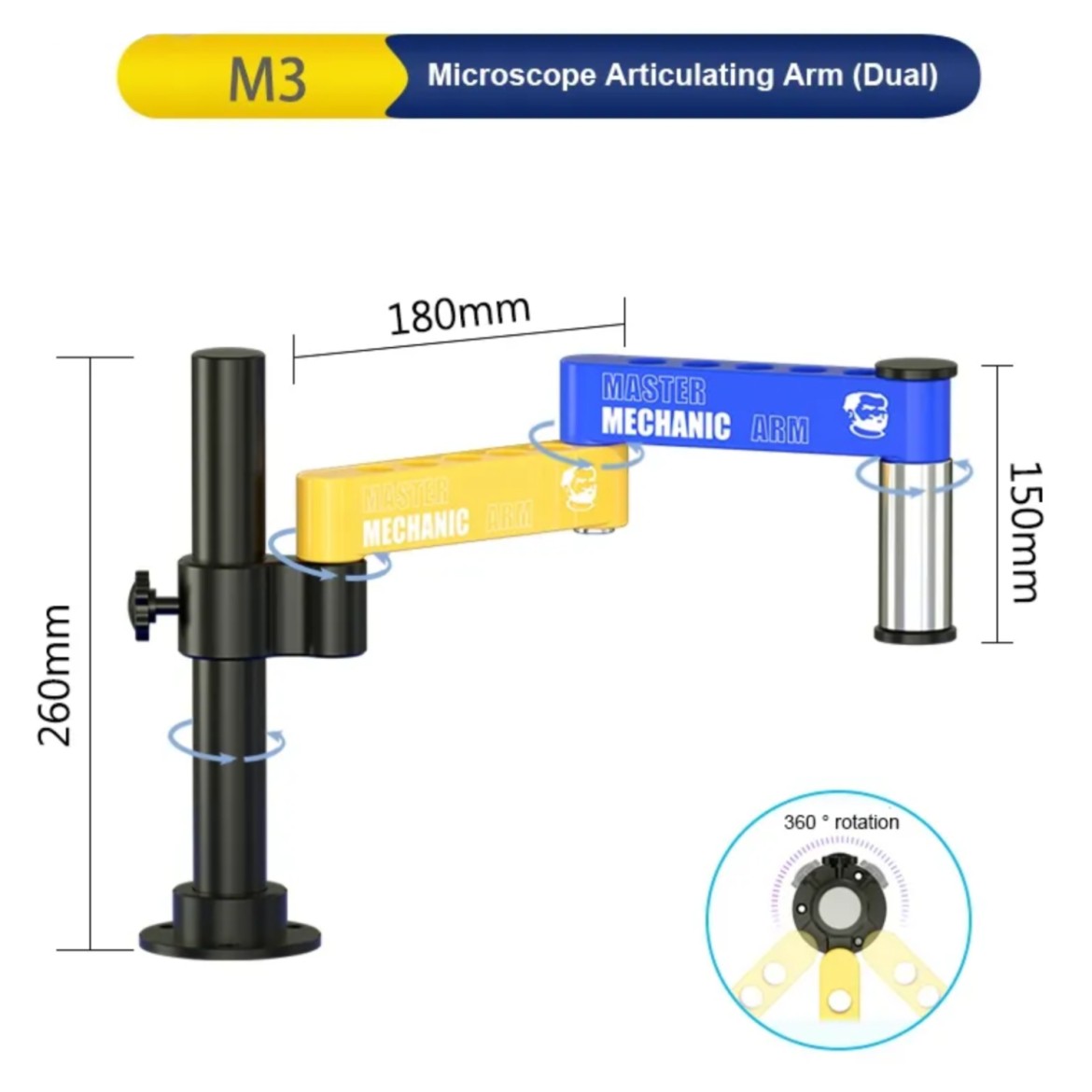 MECHANIC M3 UNIVERSAL TELESCOPIC MICROSCOPE SWING ARM (360° DEGREE ...