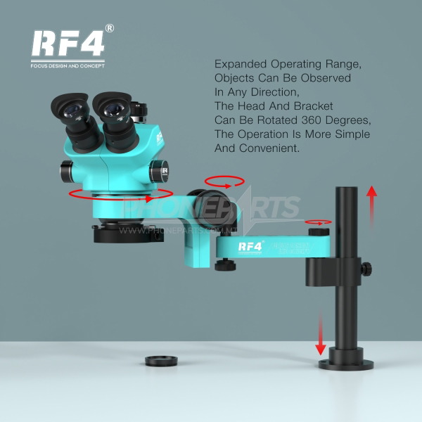 RF4 TRINOCULAR MICROSCOPE RF-7050 PRO-FO19 360° ROTATABLE - Phoneparts