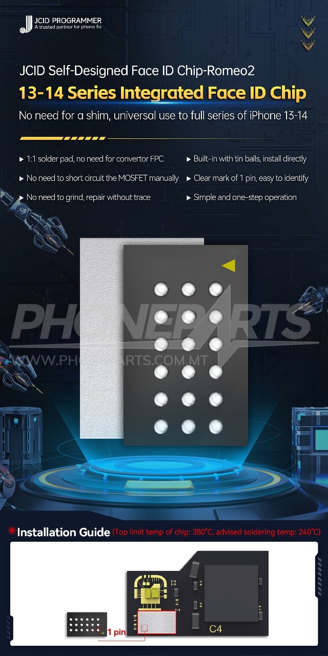 JCID ROMEO 2 IPHONE 13-14 SERIES INTEGRATED SELF DESIGNED FACE ID CHIP ...