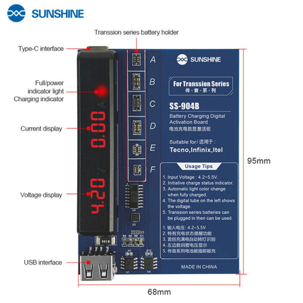 SUNSHINE SS-904B TRANSSION SERIES BATTERY CHARGING/ACTIVATION BOARD ...