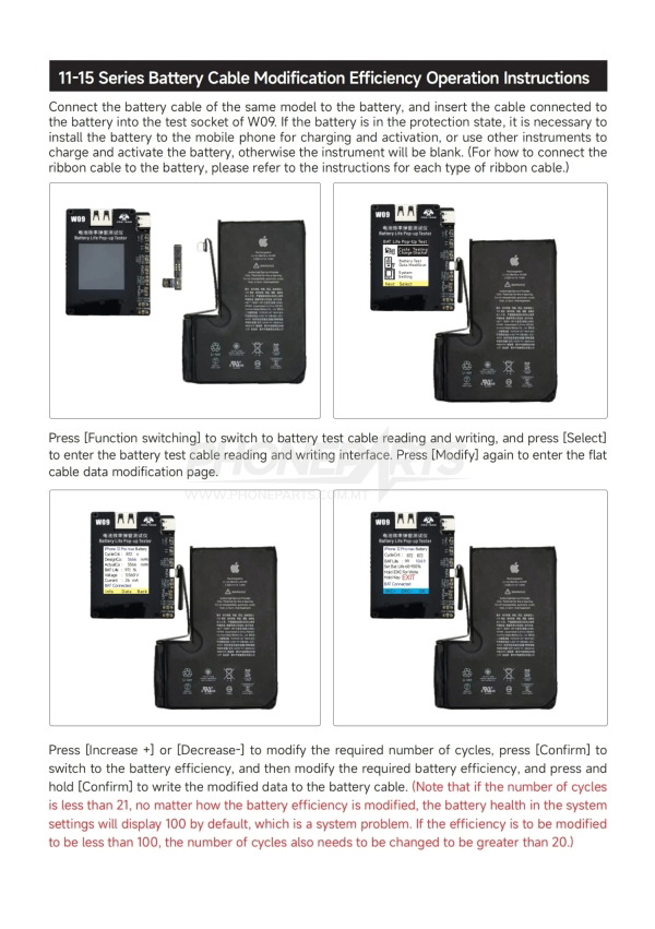 OSS W09 PRO V3 BATTERY EFFICIENCY POP-UP TESTER FOR IPHONE 11-15 SERIES ...