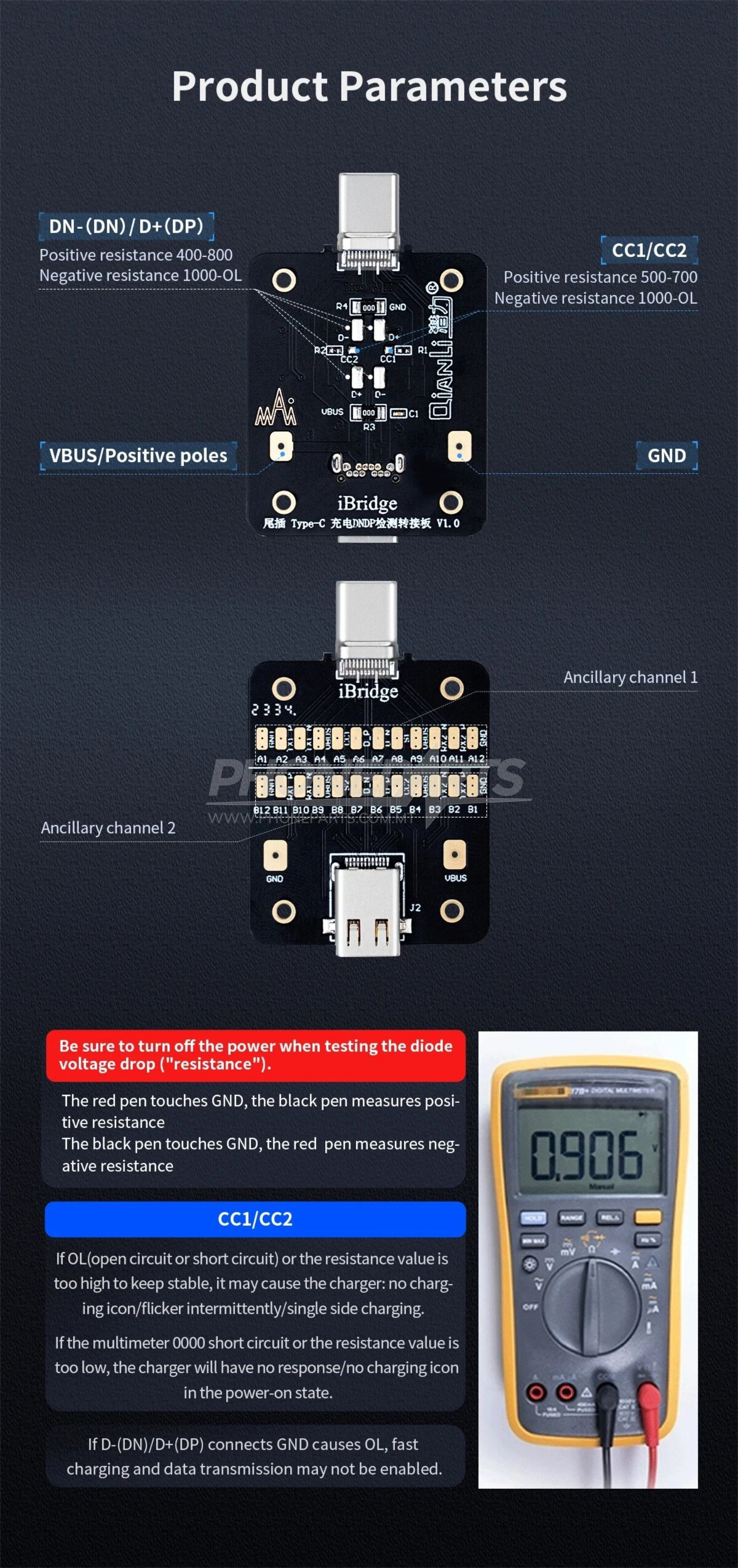 QianLi iBridge Tail Plug Type-C Charging DNDP Detection Epitaxial Board ...