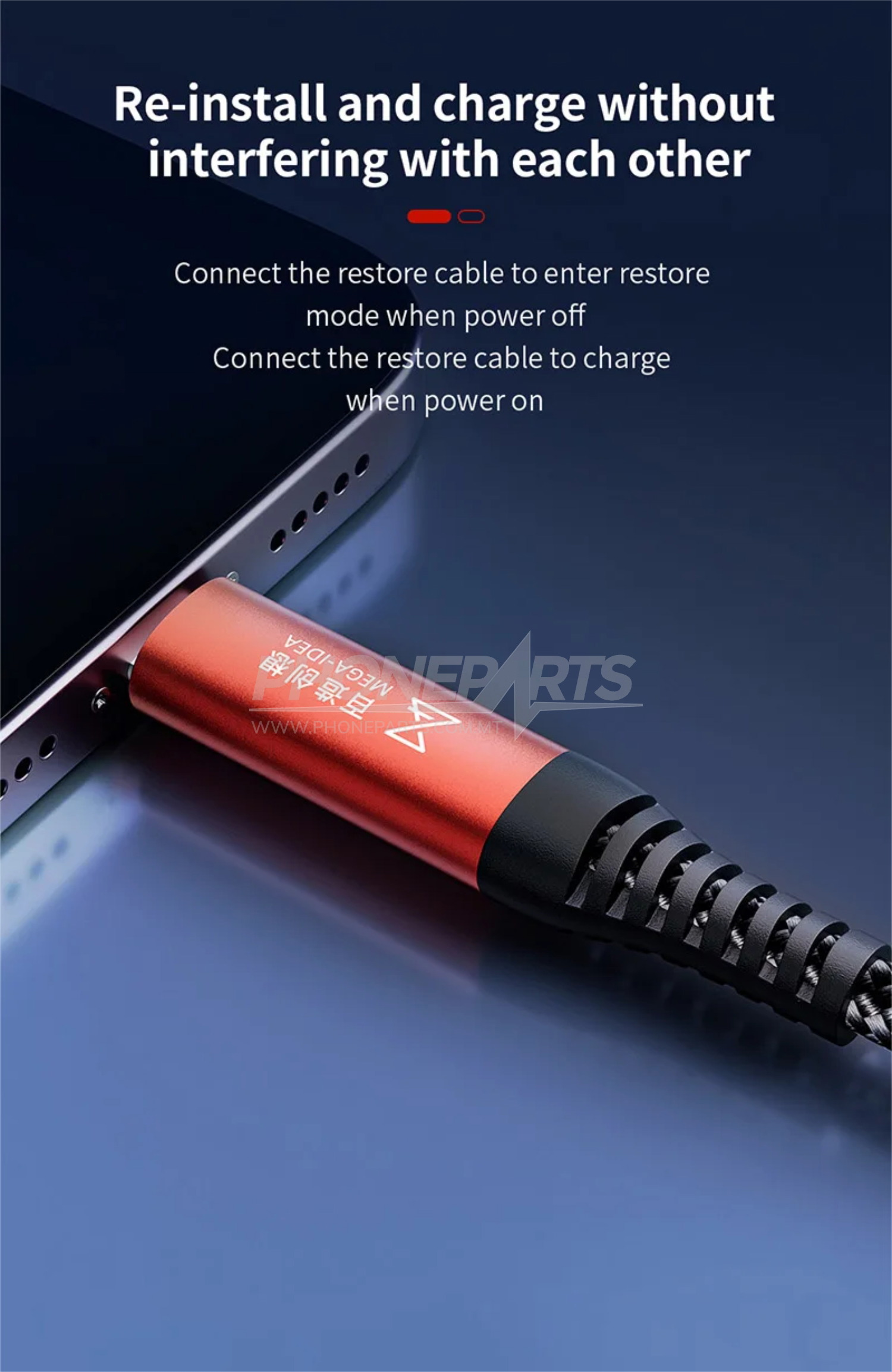 MEGA-IDEA LIGHTNING PORT RESTORE CABLE (1 meter) - Phoneparts