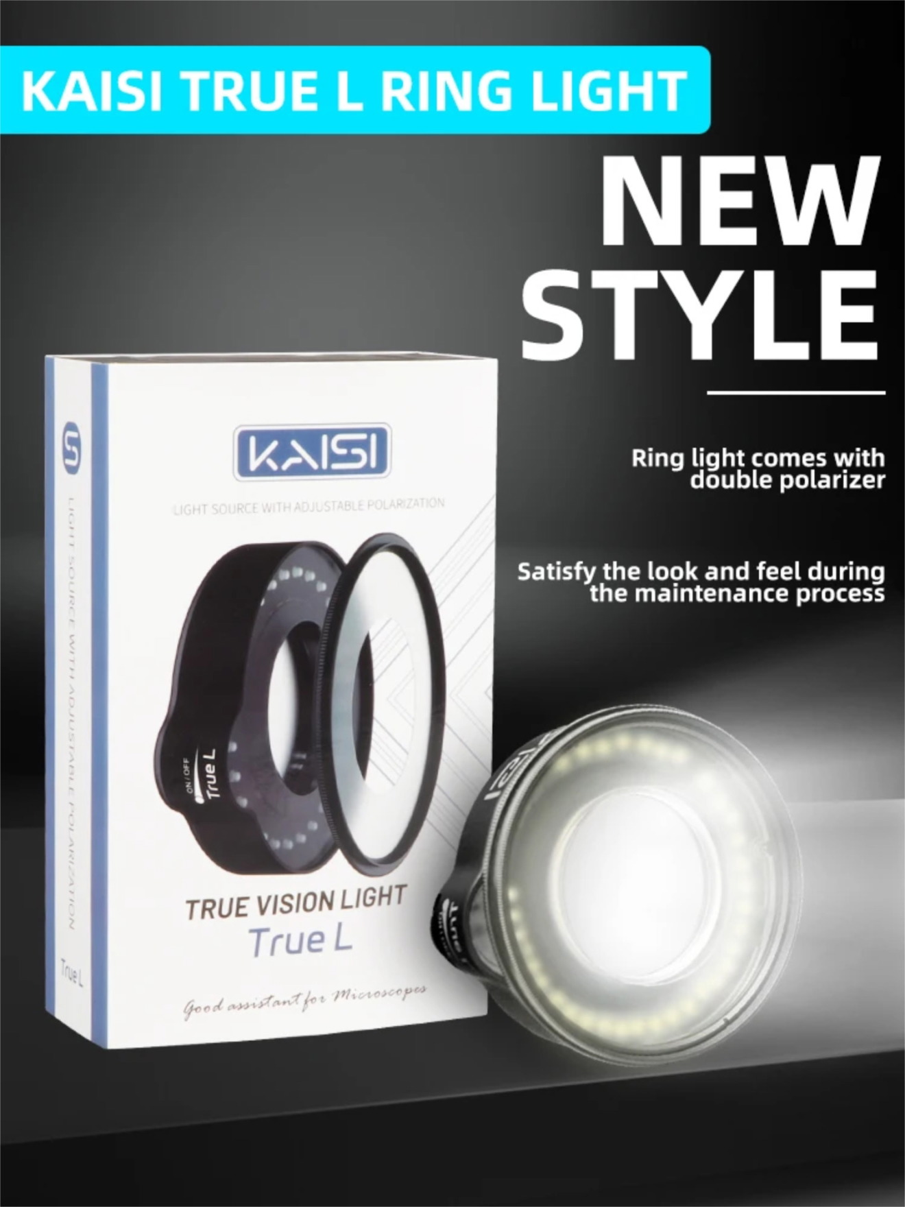 Kaisi True L Microscope Polarized LED Ring Light Anti Glare Optical ...
