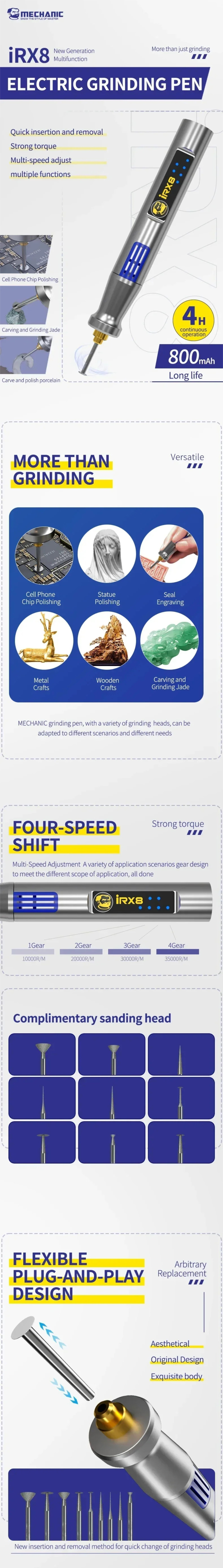 MECHANIC IRX8 Portable Electric Grinding Polishing Pen - Phoneparts
