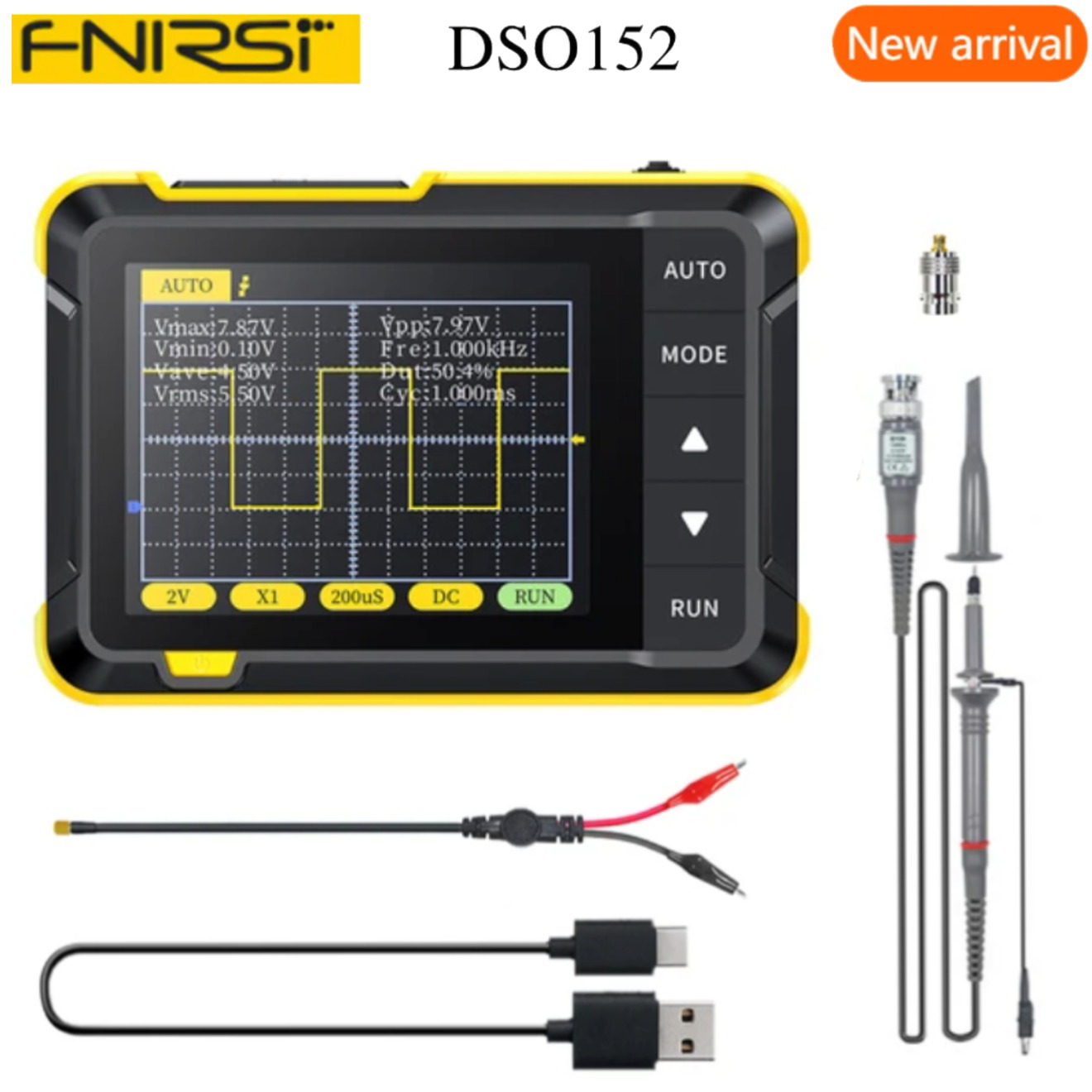 FNIRSI DSO152 2.5MS/s 200KHz Mini Handheld Digital Oscilloscope (High Version) - Phoneparts