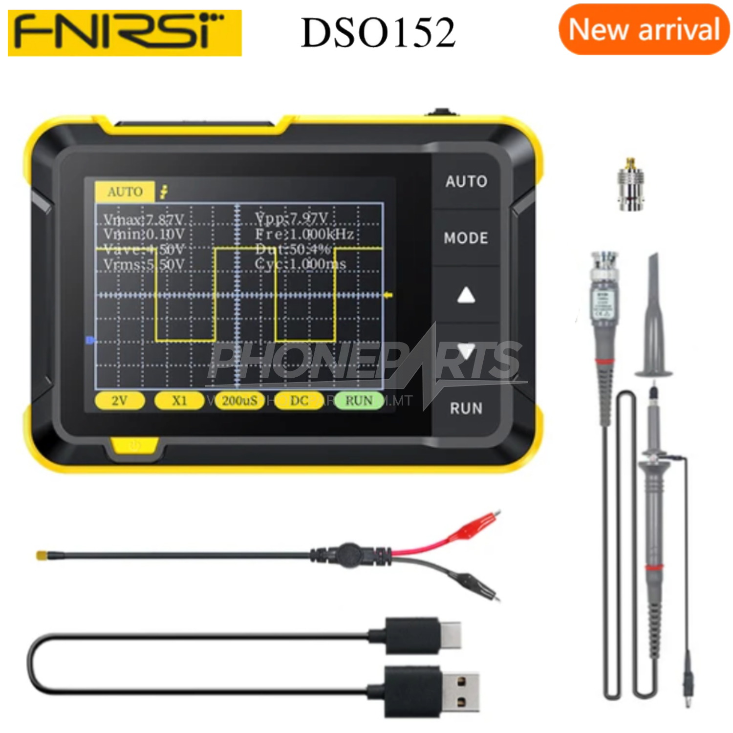 FNIRSI DSO152 2.5MS/s 200KHz Mini Handheld Digital Oscilloscope (High ...