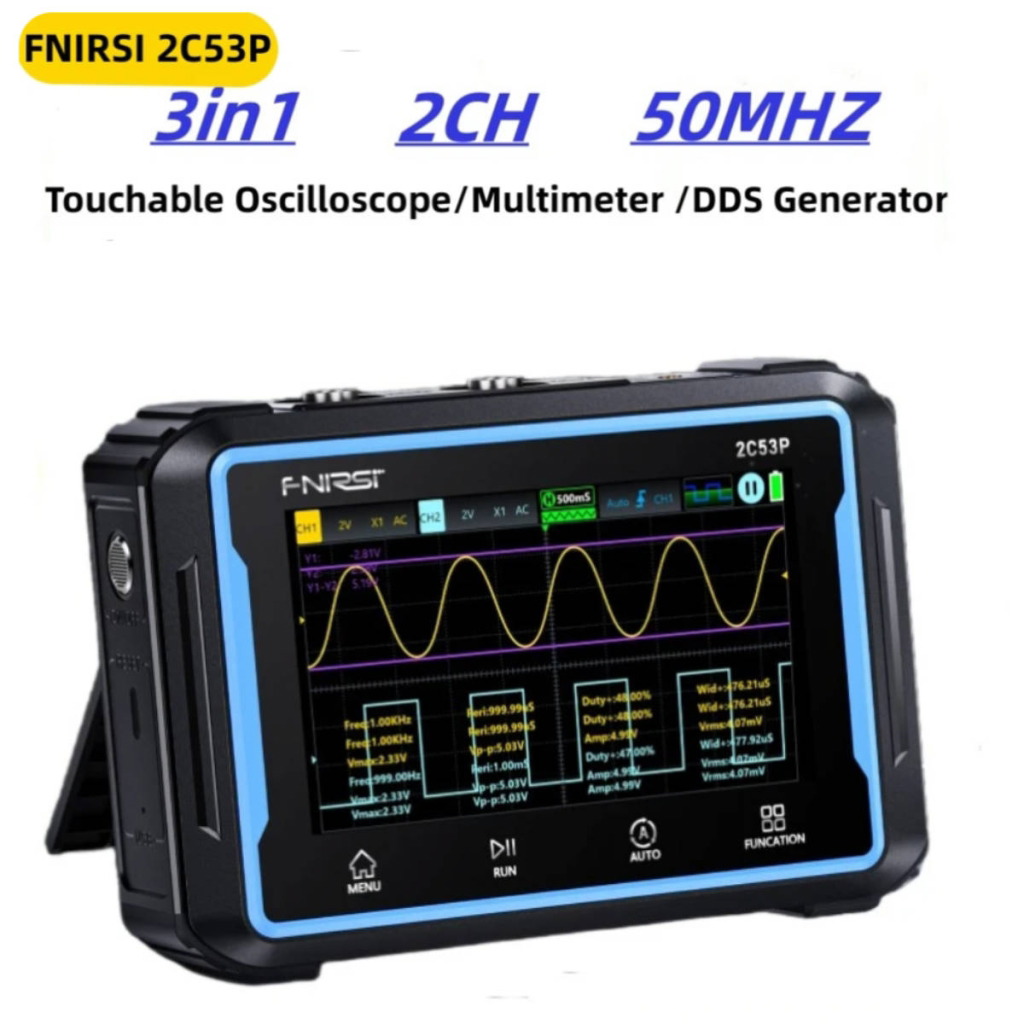 Fnirsi 2C53P 3-in-1 Digital Oscilloscope Multimeter Signal Generator ...