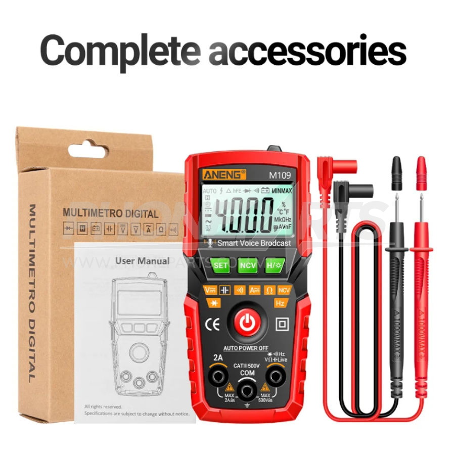 ANENG M109 Digital Multimeter 4000 count AC/DC Voice Broadcast ...