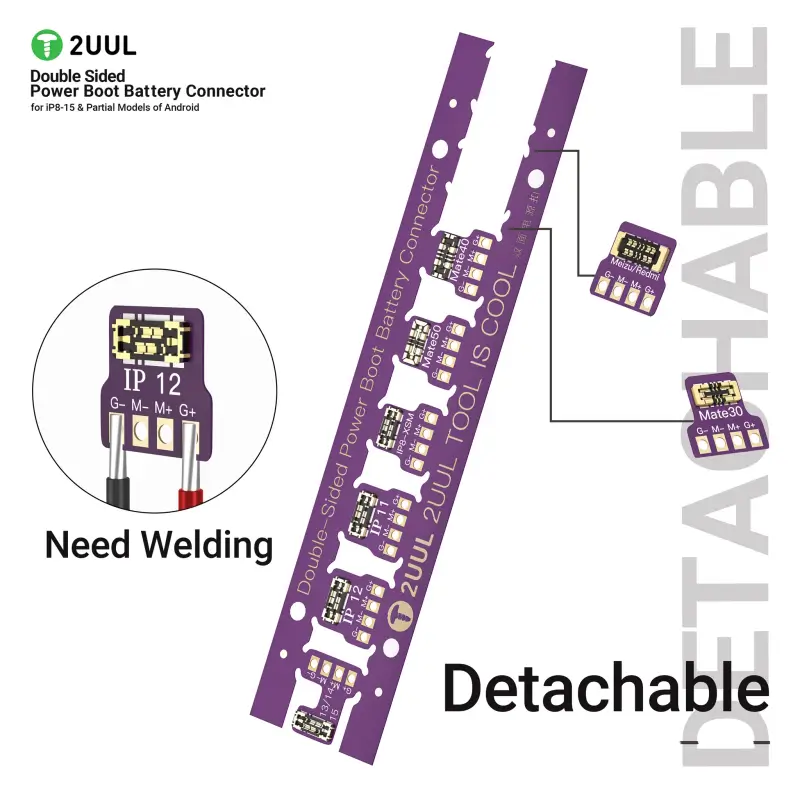 2UUL BT02 Battery Power Boot Connector Double Side Terminals - Phoneparts