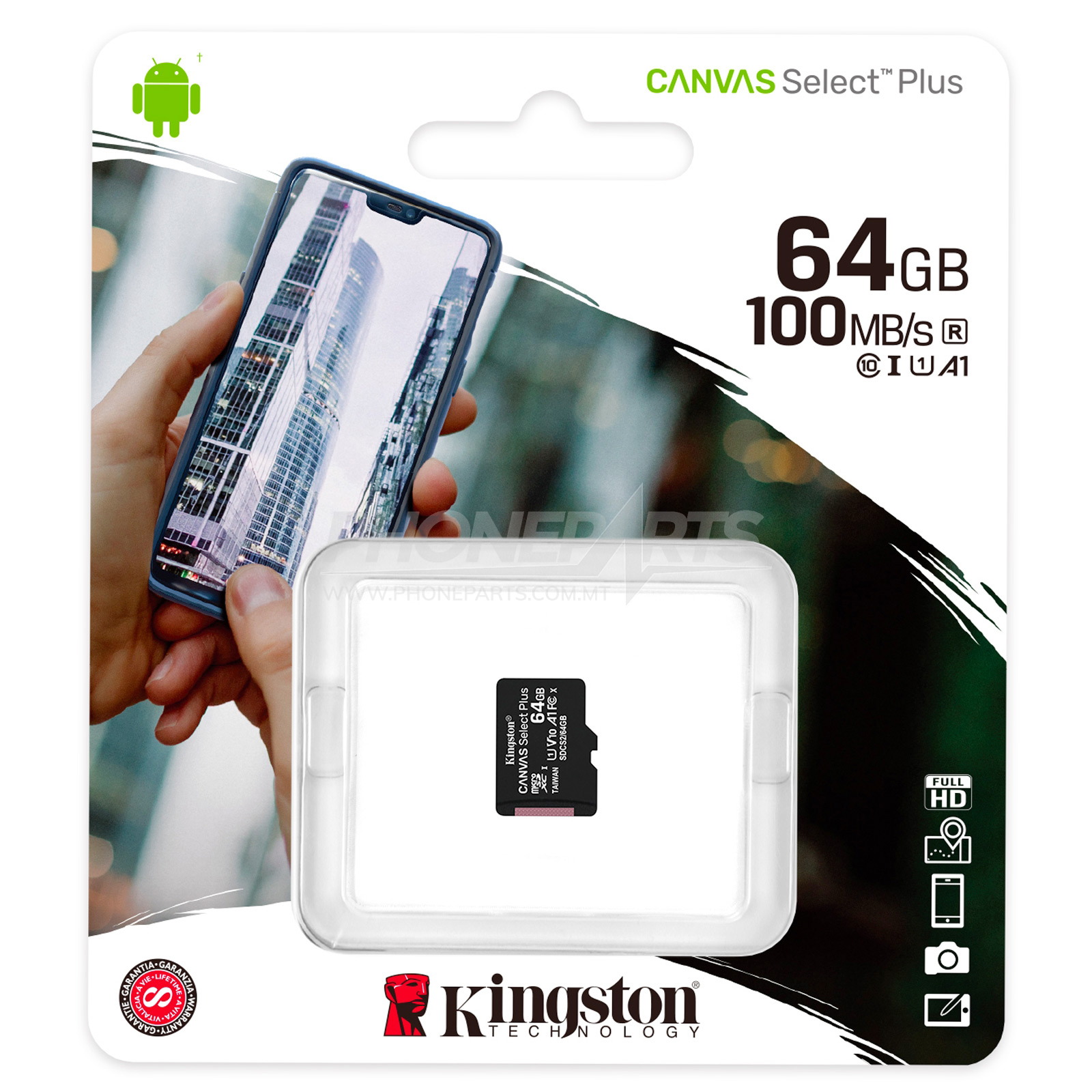 Kingston Canvas Select Plus micro SD card 64gb (no adapter) SDCS2/64GBSP - Phoneparts