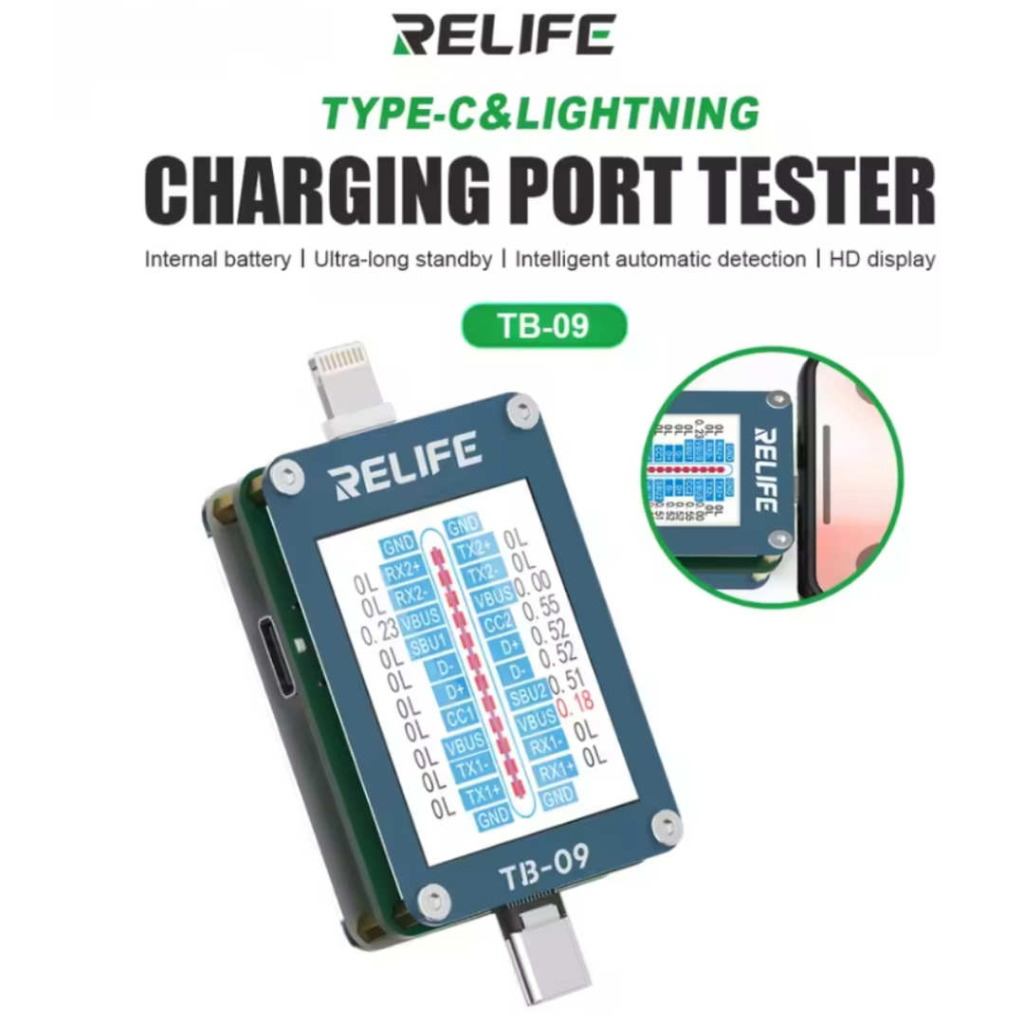 Relife TB-09 Charging Port Tester Tail Plug Dock Support Lightning and ...