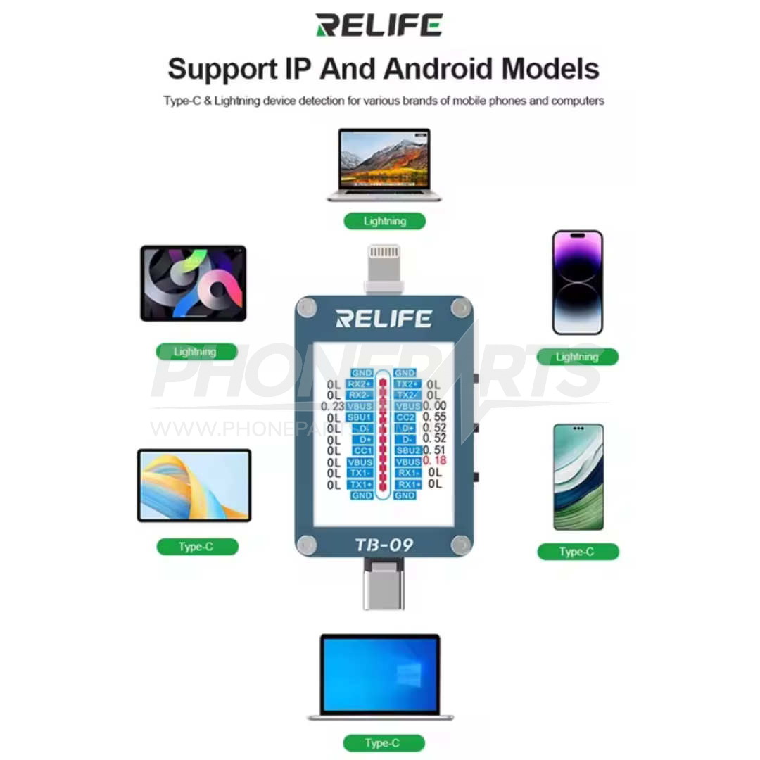 Relife TB-09 Charging Port Tester Tail Plug Dock Support Lightning and ...