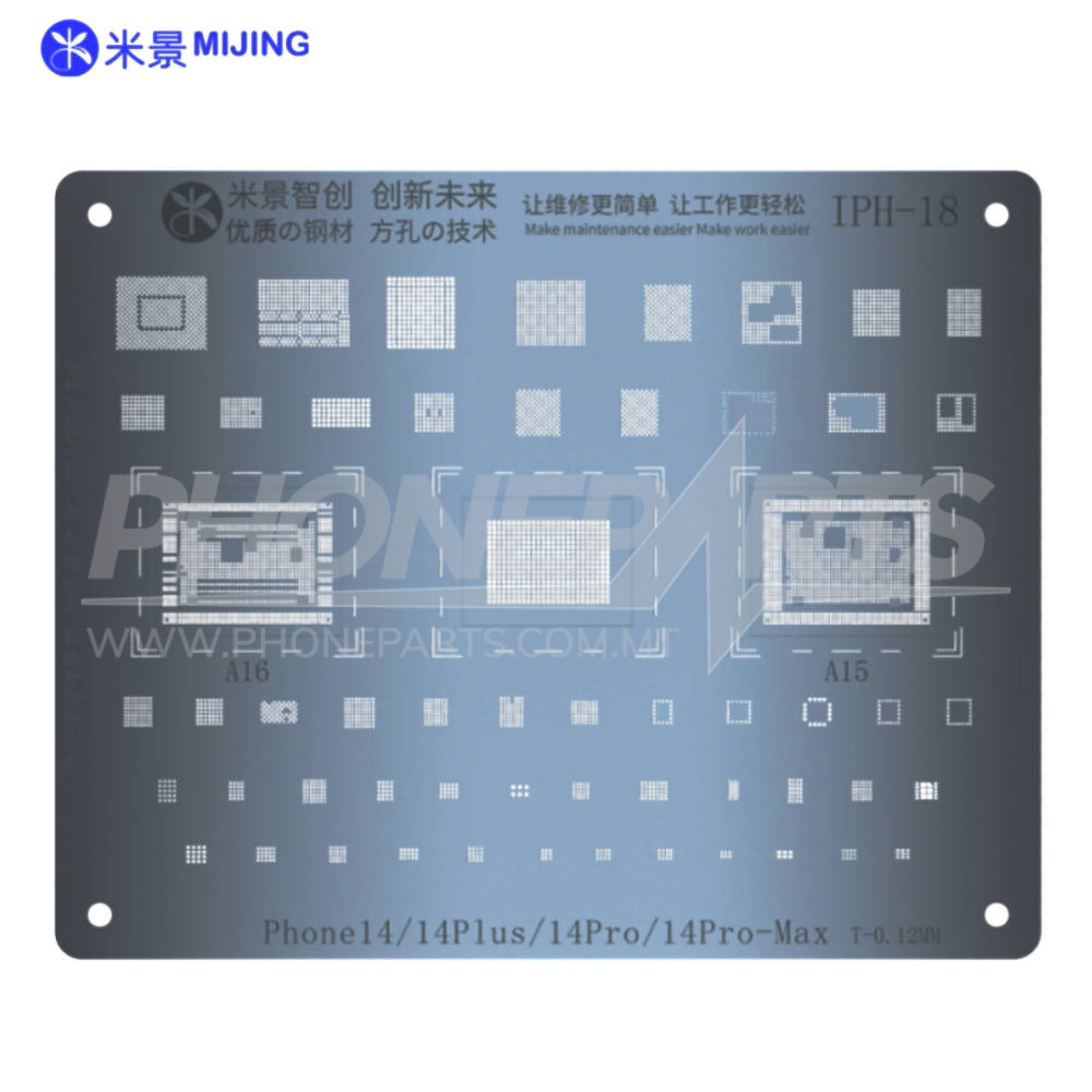 Mijing iPH-18 CPU BGA Reballing Stencil for CPU A15/A16 & iPhone 14 ...