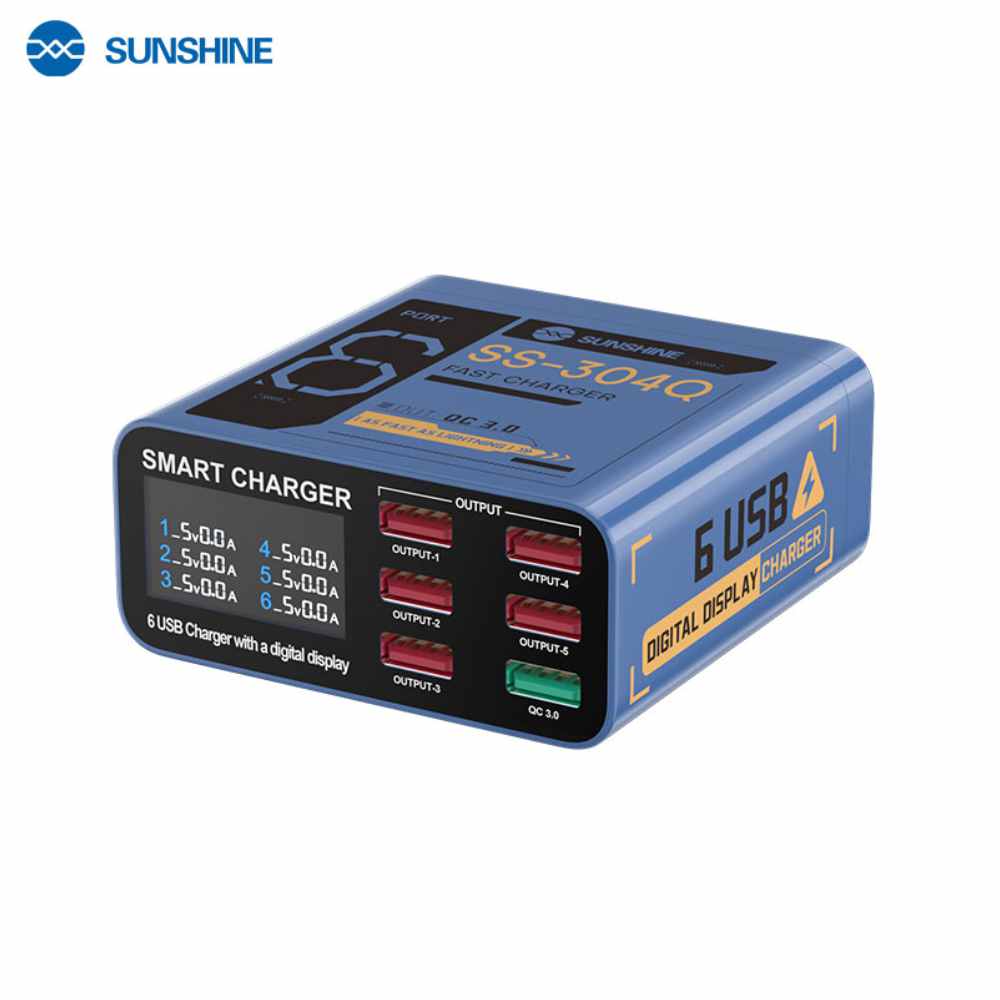 SUNSHINE SS-304Q 6 Port USB Smart Fast Charger for Mobile Phone Tablets ...