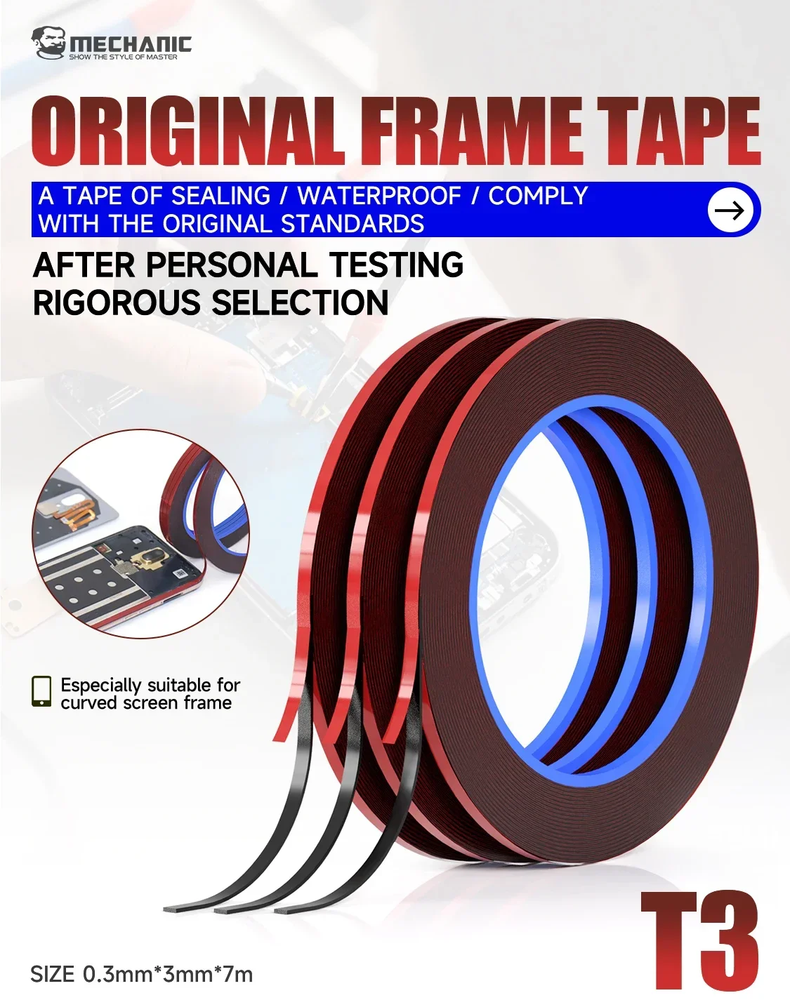MECHANIC T3 3mm X 7mt Double-Sided Adhesive Tape – High Bond for ...