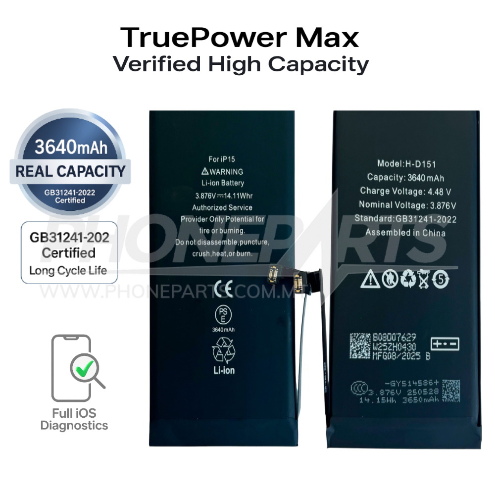 iPhone 15 Battery – TruePower High Capacity, No Error, Full iOS ...
